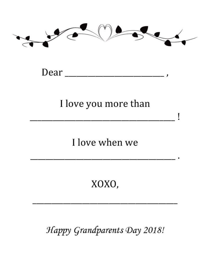 Grandparents Day Letter {Free Printable}